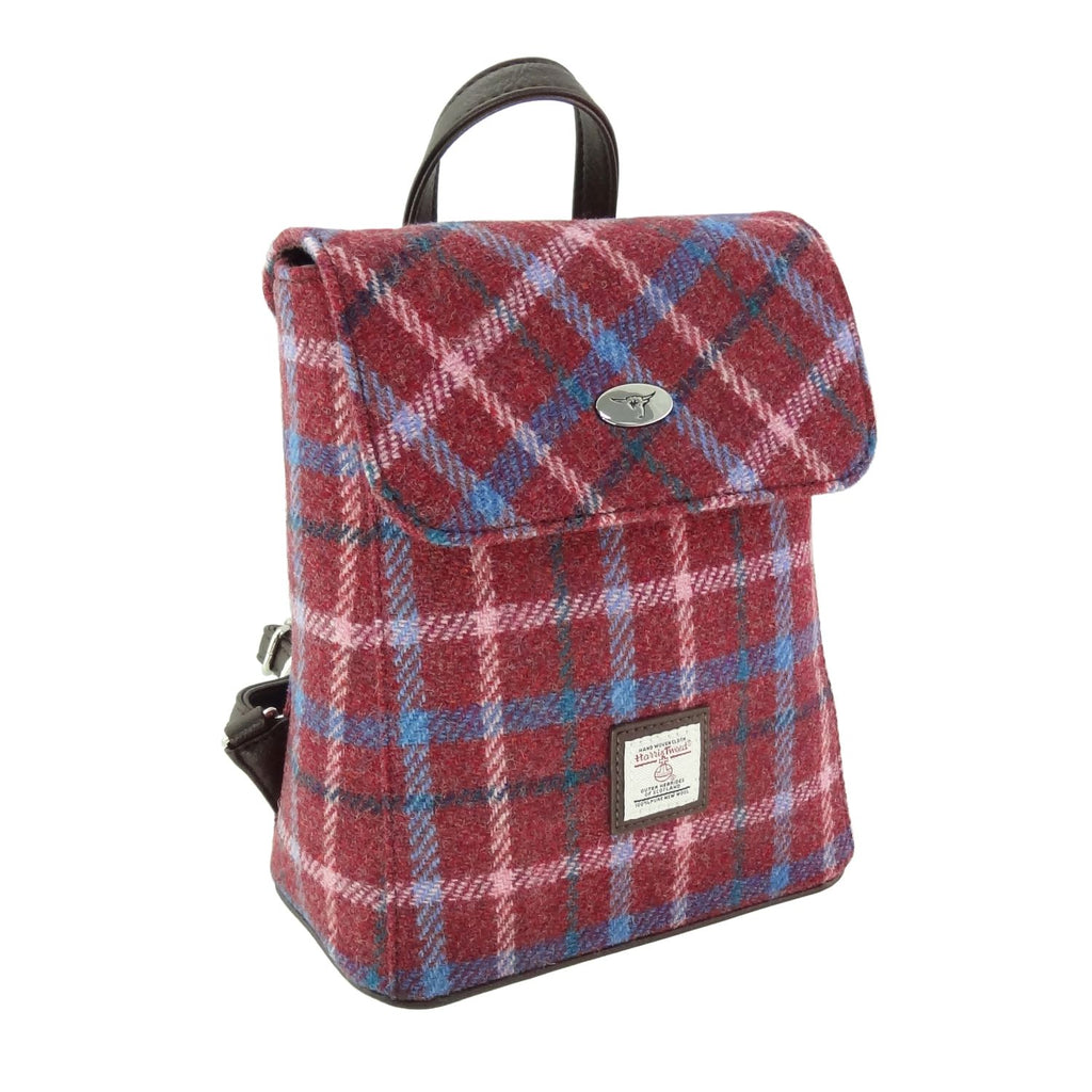 Tummel Mini Backpack with Harris Tweed (Purple Blue & Back)