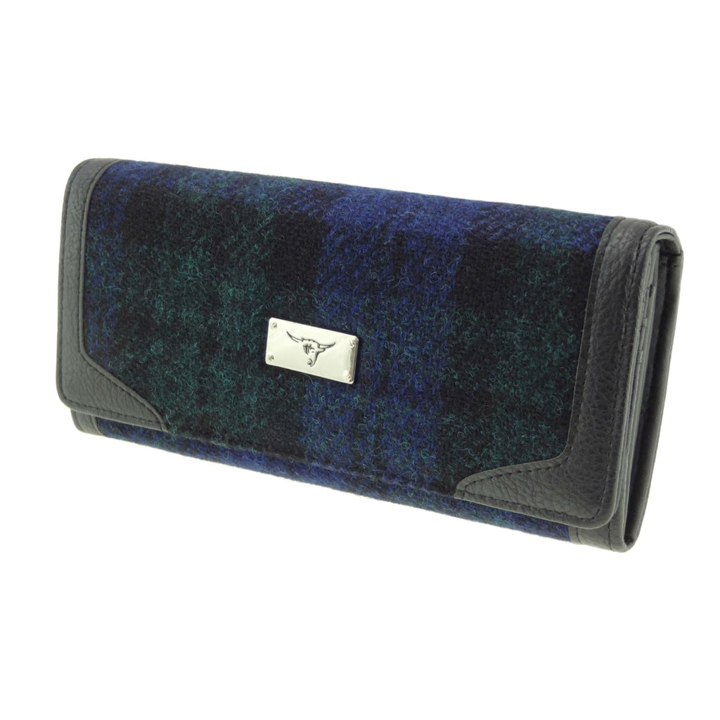 Harris Tweed Bute Long Purse Navy Blue Check - COL60